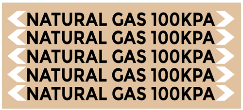 Pipe Marker for Natural Gas 100kPa | Blue Mountain Co Plumbing